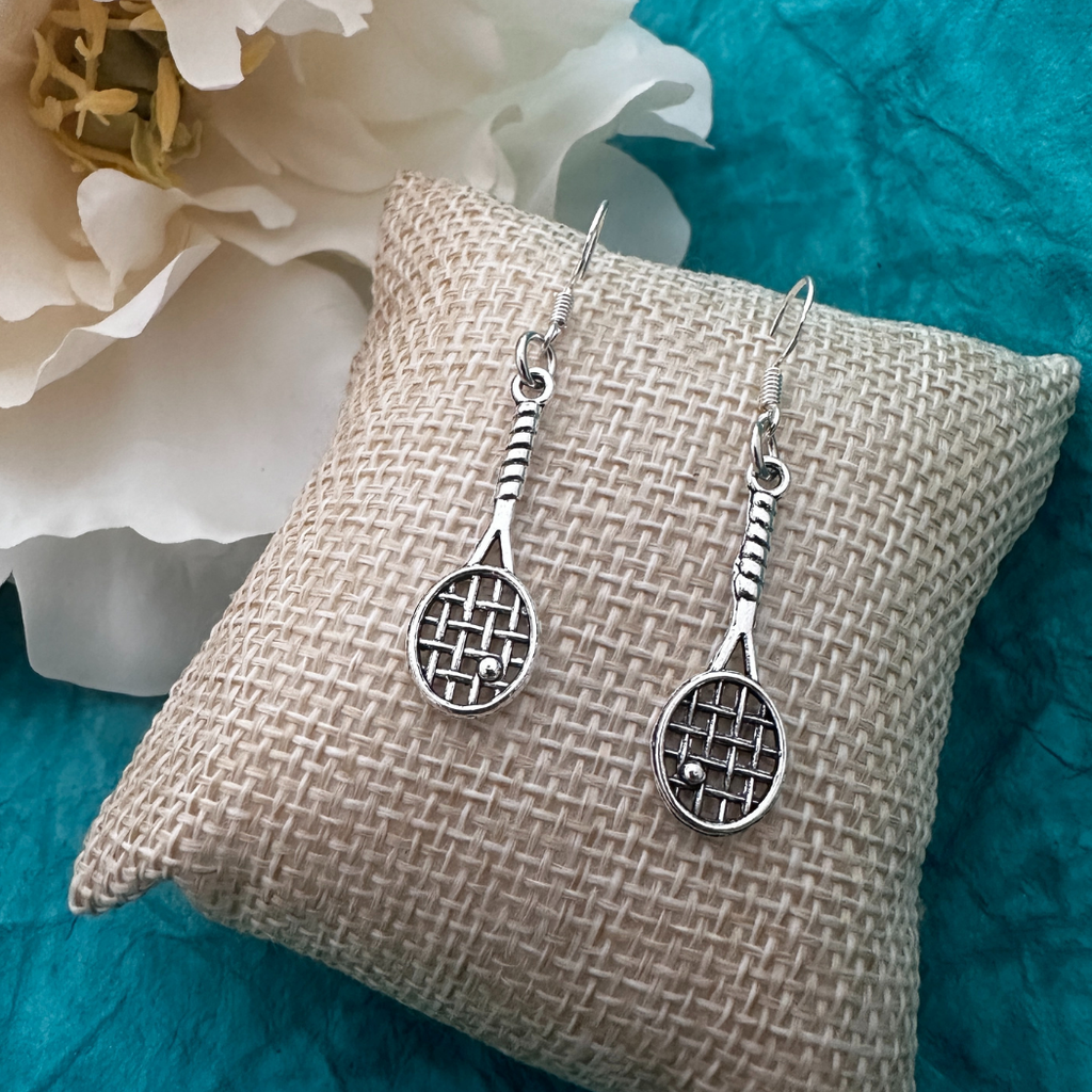 Silver Tennis Racket Earrings | Born to Rally