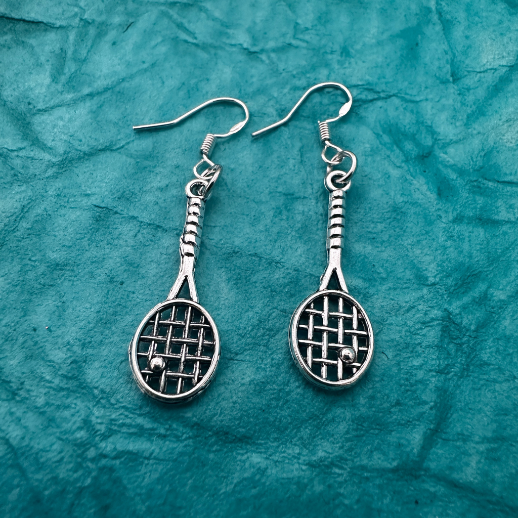Silver Tennis Racket Earrings | Born to Rally