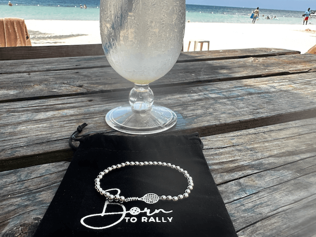 Tennis Beaded Rhinestone Racket Bracelet - Silver | Born to Rally