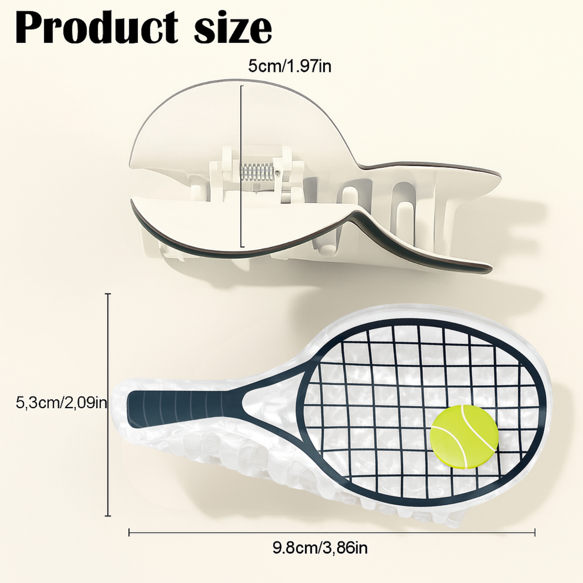 Tennis Racket Hair Claw Clip