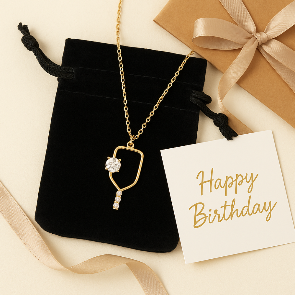 Gold Serve and Sparkle Pickleball Necklace | Born to Rally