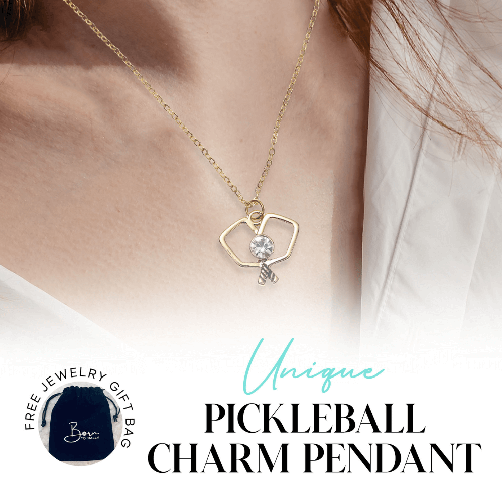Pickleball Double Paddle CZ Necklace - Gold | Born to Rally