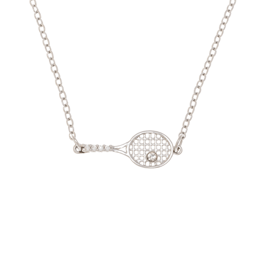 "Tennis Racket Rhinestone Necklace - Gold | Born to Rally