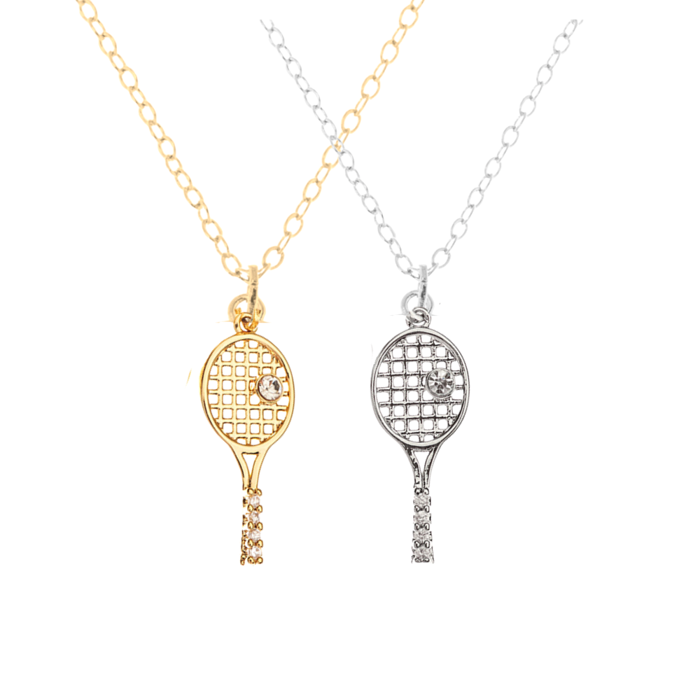 Tennis Racket Rhinestone Necklace - Silver & Gold | Born to Rally