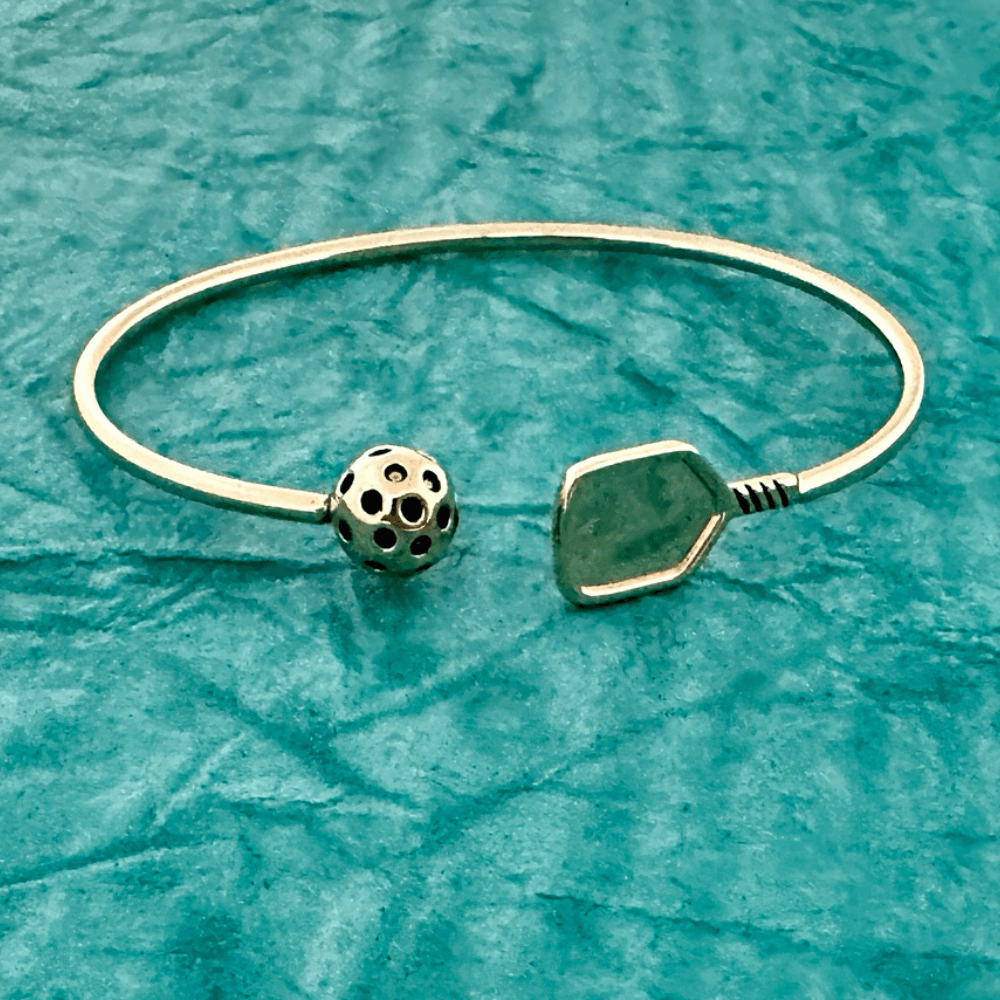 Gold Pickleball Cuff Adjustable Bracelet - USA Made | Born to Rally
