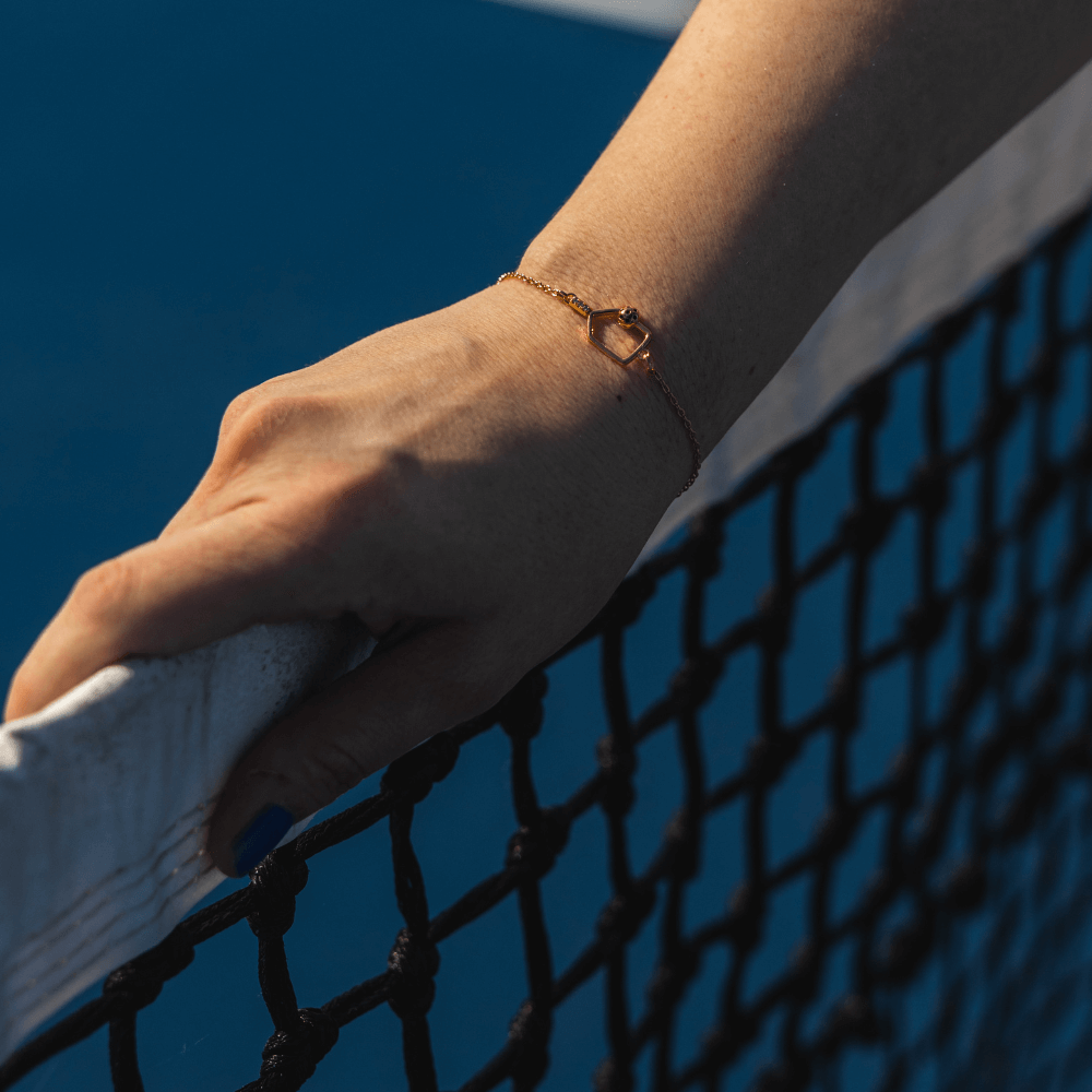 Pickleball Bracelet with Paddle Charm - Gold | Born to Rally