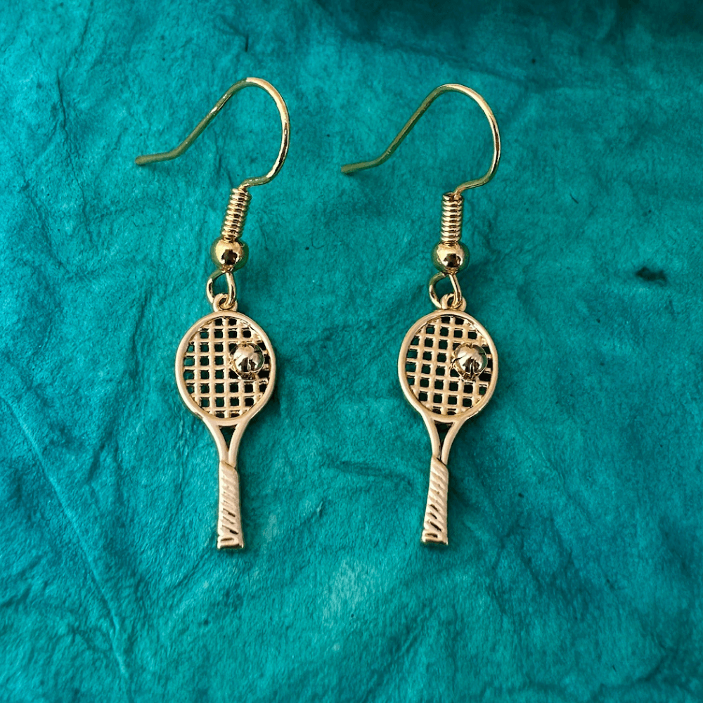 Tennis Racket Dangle Earrings - Silver & Gold | Born to Rally