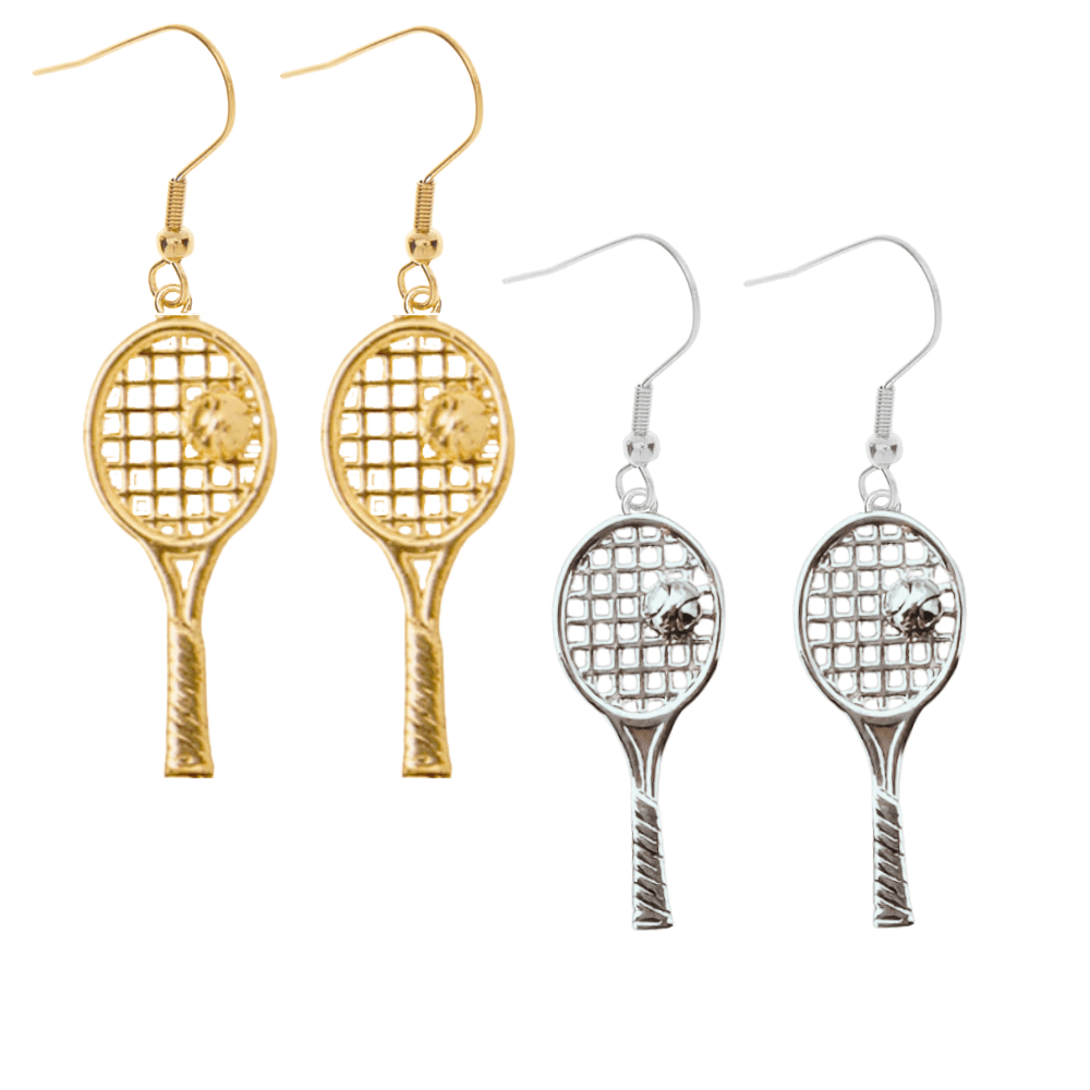 Tennis Racket Dangle Earrings - Silver & Gold | Born to Rally