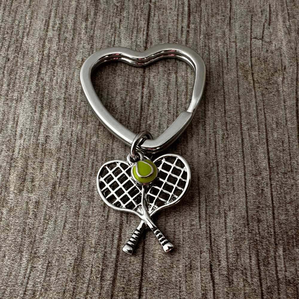 Tennis Double Racket Heart Keychain | Born to Rally