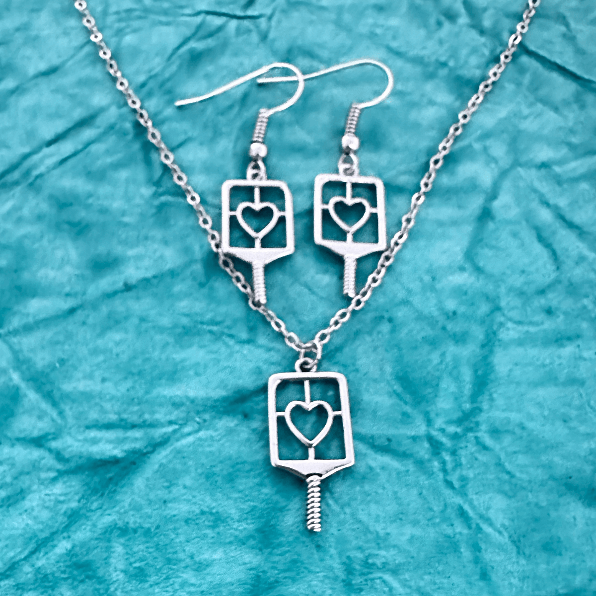 Pickleball Jewelry Set - Necklace & Earrings - Silver | Born to Rally