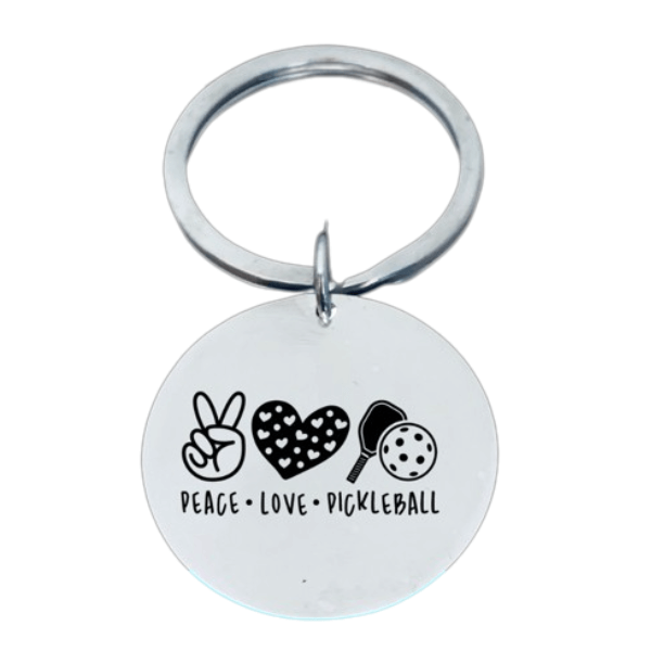 Pickleball Keychain - Peace Love Pickleball | Born to Rally